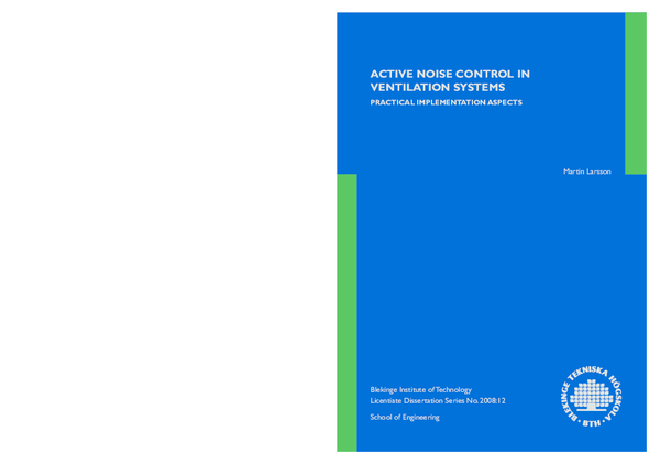 (PDF) active noise control in ventilation systems practical implementation aspects