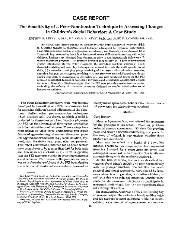 (PDF) The sensitivity of a peer-nomination technique in assessing ...