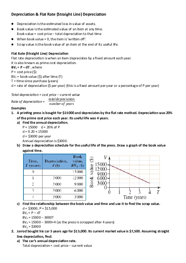 (DOC) Depreciation & Flat Rate (Straight Line) Depreciation