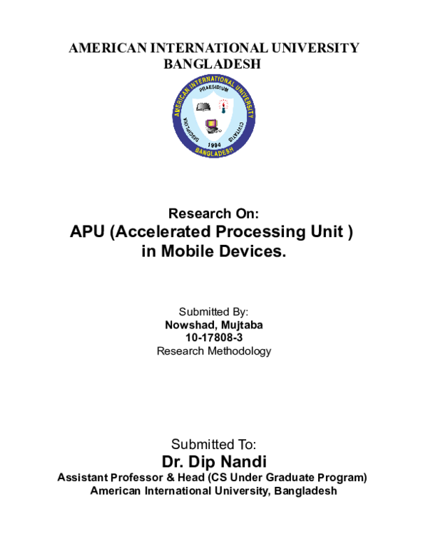 (DOC) Research - Accelerated Processing Unit (APU) In Mobile Devices