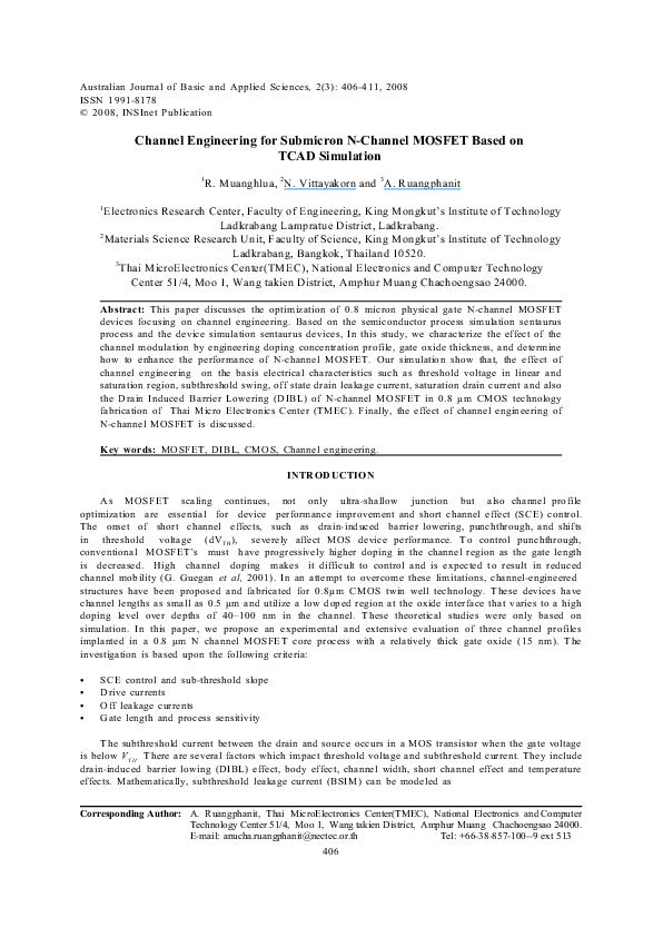 (PDF) Channel Engineering for Submicron N-Channel MOSFET Based on TCAD ...