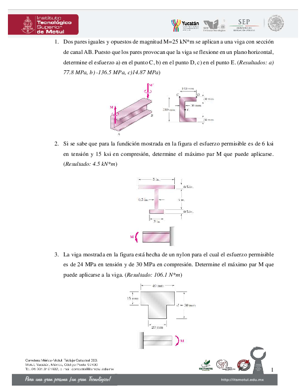 (PDF) Ejercicios flexión pura