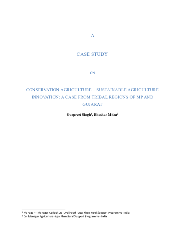 (DOC) Case Study On Conservation Agriculture – Sustainable Agriculture ...