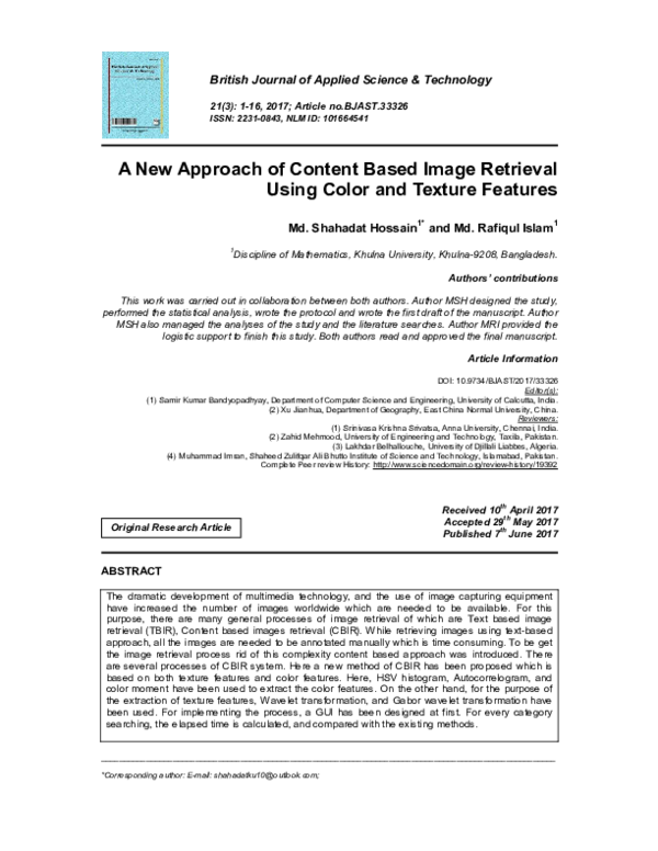 Pdf A Content Based Image Retrieval System Analysis Of Individual And Mixed Image Features