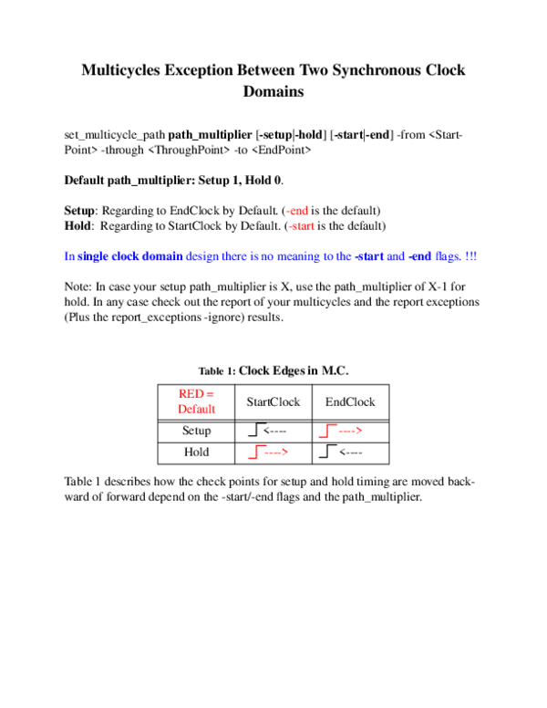 Pdf Multicycle Path Analysis Between Two Synchronous Clocks