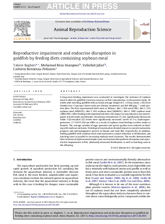 (PDF) Animal Reproduction Science Reproductive impairment and endocrine ...