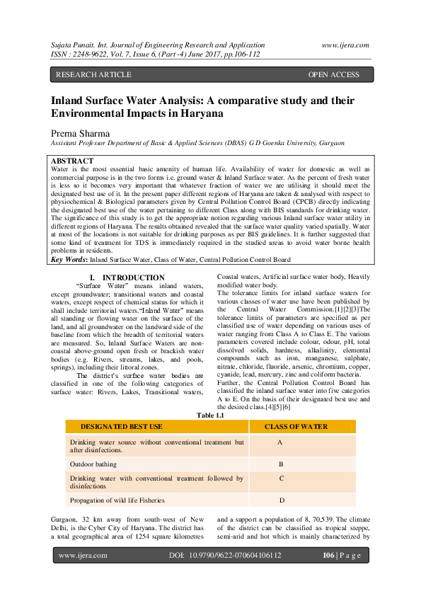 (PDF) Inland Surface Water Analysis: A comparative study and their ...