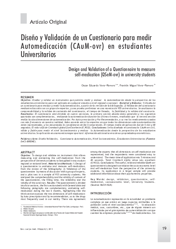 (PDF) Design and Validation of a Questionnaire to measure self ...