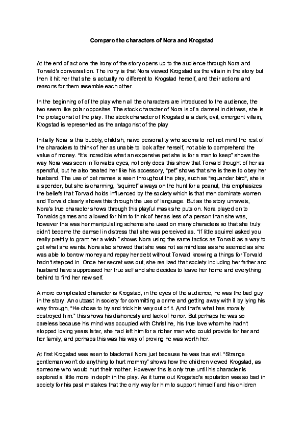 (PDF) Compare the characters of Nora and Krogstad | Diana Amanova ...
