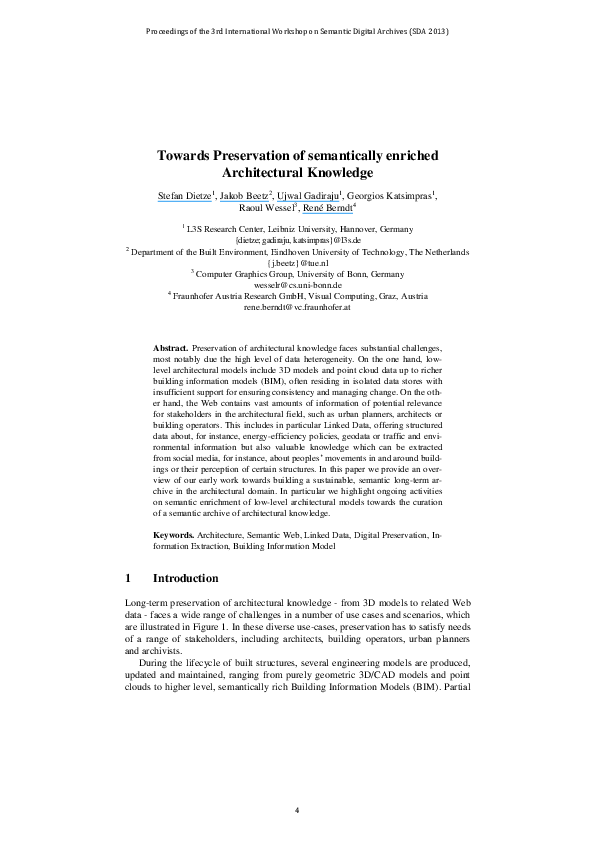 (PDF) Towards Preservation of semantically enriched Architectural Knowledge