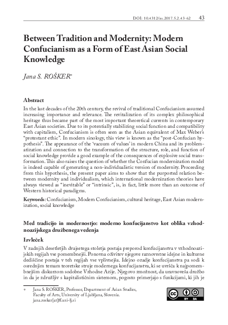 (PDF) Between Tradition and Modernity: Modern Confucianism as a Form of ...