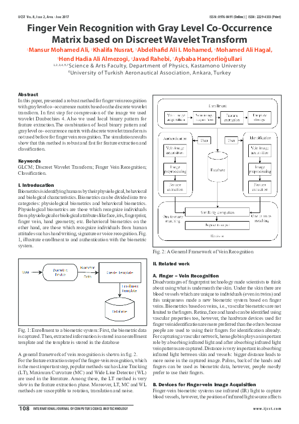 (PDF) Finger Vein Recognition with Gray Level Co-Occurrence Matrix based on Discreet Wavelet ...