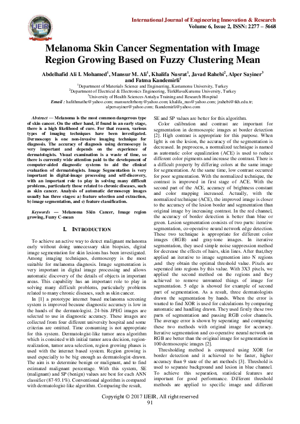 (PDF) Melanoma Skin Cancer Segmentation with Image Region Growing Based ...