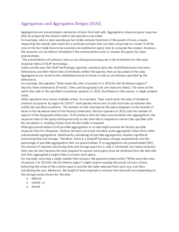 (DOC) Aggregations and Aggregation Designs (SSAS