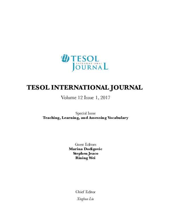 (PDF) TESOL INTERNATIONAL JOURNAL Special Issue-Teaching, Learning, and ...