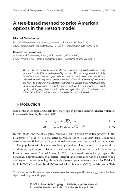 (PDF) A tree-based method to price American options in the Heston model