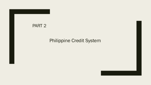 (PPT) Philippine Credit and Banking
