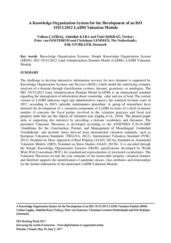 (PDF) A Knowledge Organization System for the Development of an ISO ...