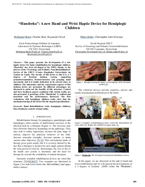 (PDF) “Handreha”: A new Hand and Wrist Haptic Device for Hemiplegic ...