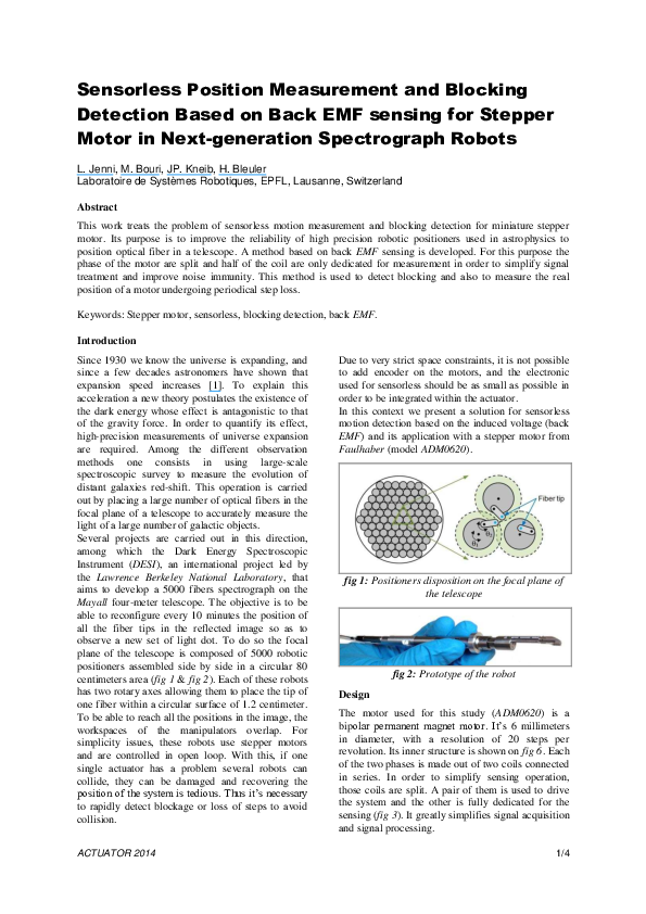 Pdf Sensorless Position Measurement And Blocking Detection Based On Back Emf Sensing For