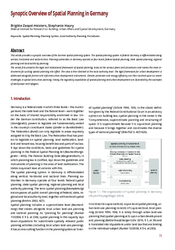 (PDF) Synoptic Overview of Spatial Planning in Germany