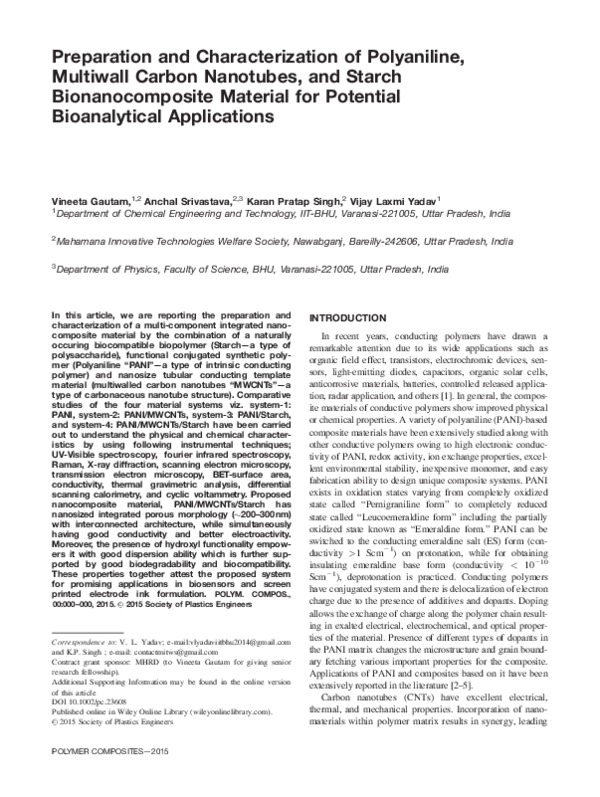 (PDF) Preparation and Characterization of Polyaniline, Multiwall Carbon ...