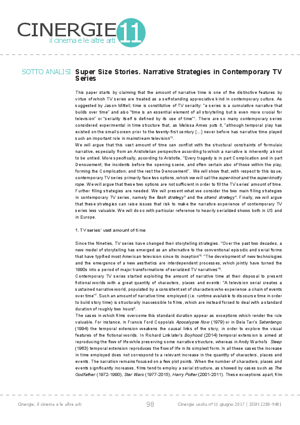 (PDF) Super Size Stories. Narrative Strategies in Contemporary TV ...