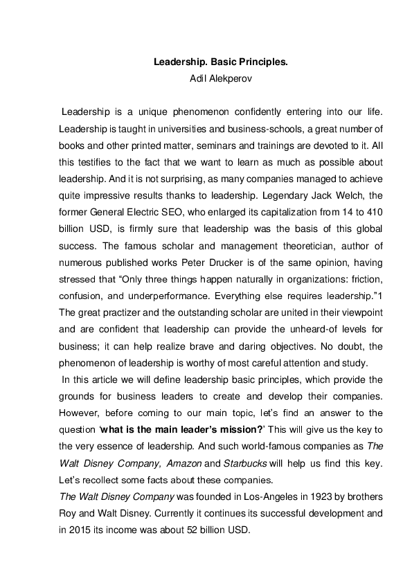 (PDF) Leadership. Basic Principles