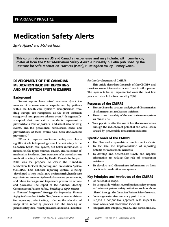 (PDF) Medication safety alerts