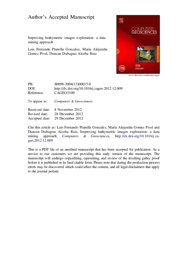 (PDF) Author's Accepted Manuscript Improving bathymetric images exploration: a data mining ...