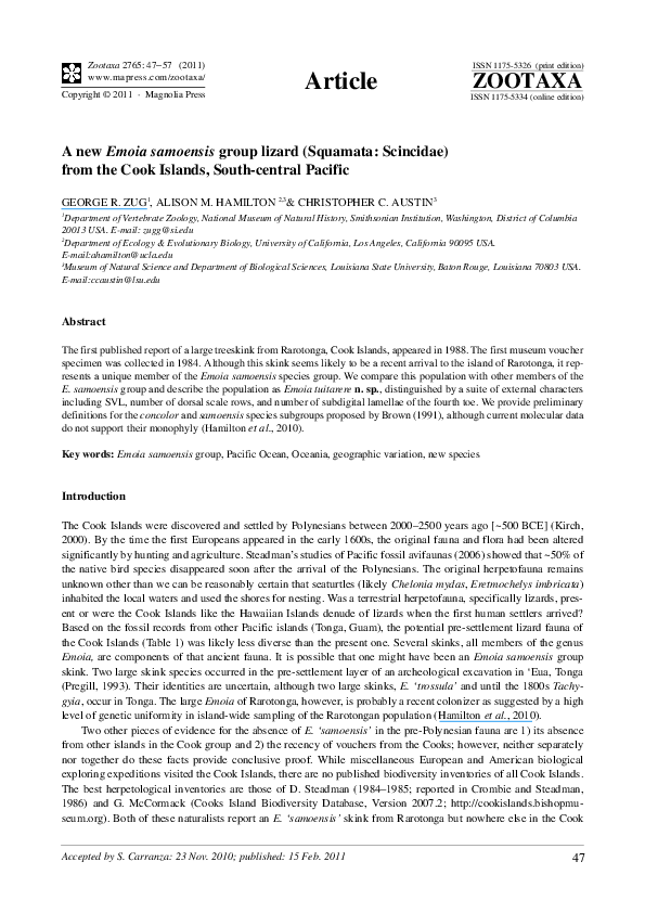 (PDF) A new Emoia samoensis group lizard (Squamata: Scincidae) from the ...