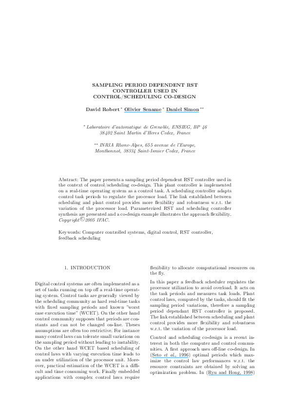 (PDF) Sampling period dependent RST controller used in control/scheduling co-design