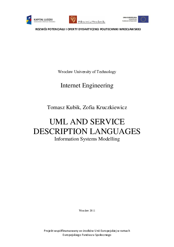 Pdf Uml And Service Description Languages Information Systems Modelling