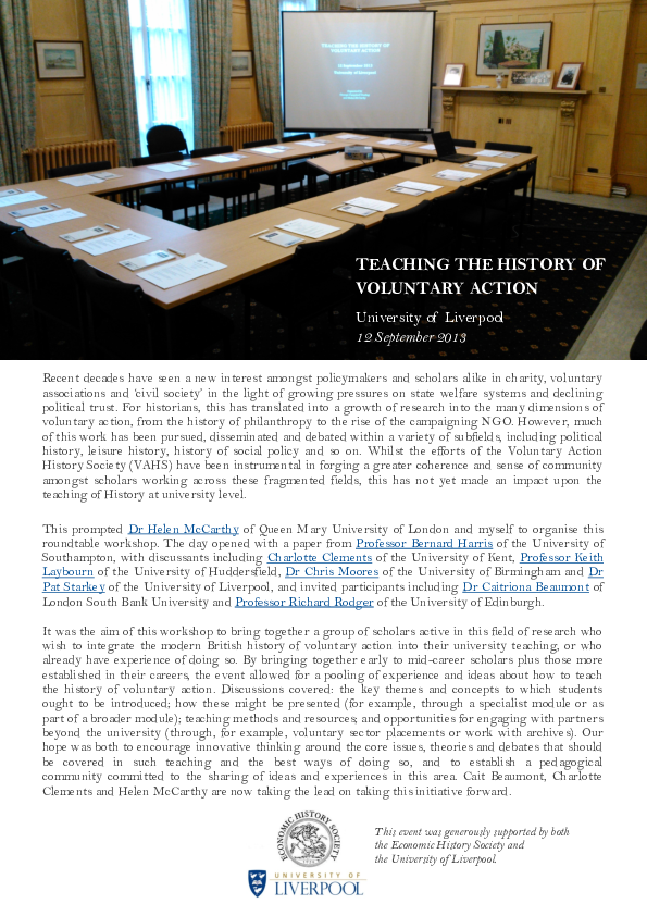 (PDF) Teaching the History of Voluntary Action