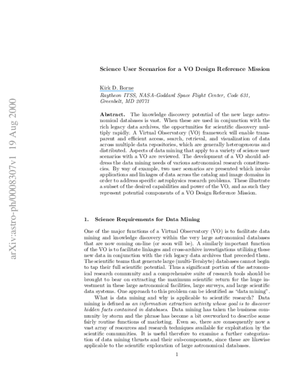 (PDF) Science User Scenarios for a Virtual Observatory Design Reference Mission: Science ...