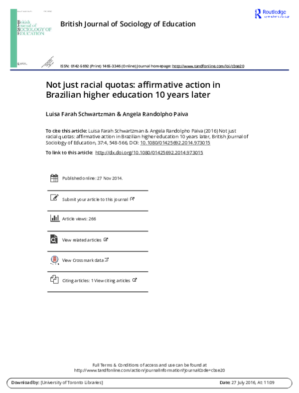 (PDF) Not just racial quotas: affirmative action in Brazilian higher ...