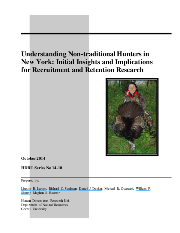 (PDF) Understanding Non-traditional Hunters in New York: Initial ...
