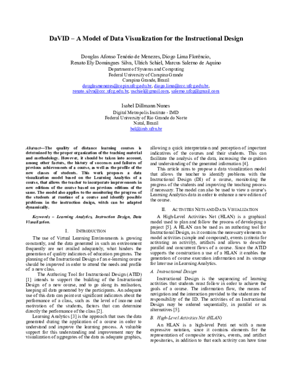 (PDF) DaVID – A Model of Data Visualization for the Instructional Design