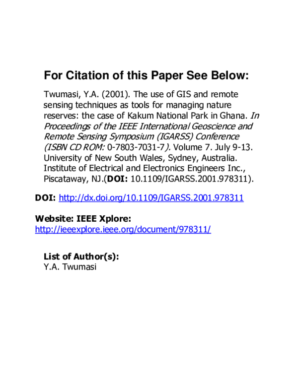 (PDF) The use of GIS and remote sensing techniques as tools for ...