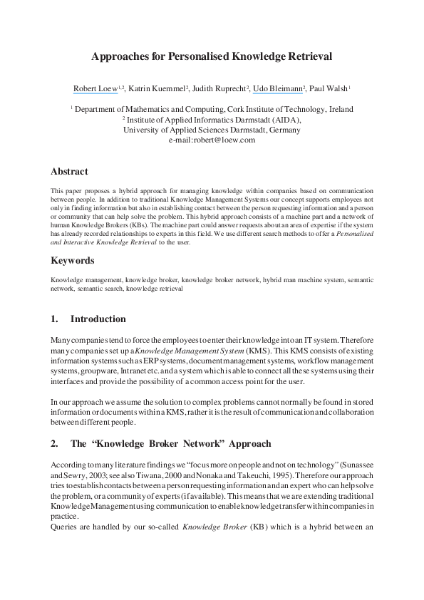 (PDF) Personalized Knowledge Retrieval with Humans