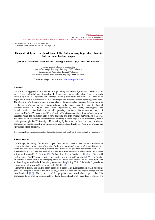 (PDF) Thermal catalytic decarboxylation of Mg-Zn basic soap to produce ...