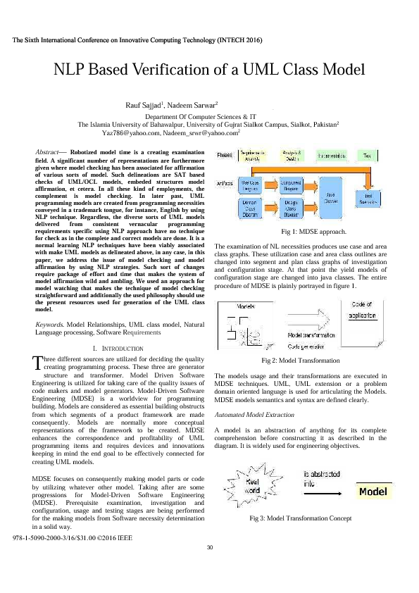Pdf Nlp Based Verification Of A Uml Class Model