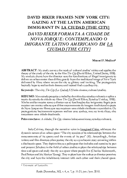 (PDF) David Riker frames New York City: Gazing at the Latin American ...