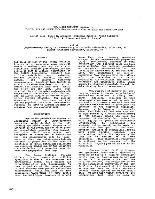 (PDF) The Ocean Drilling Program V: Logging for the Ocean Drilling ...