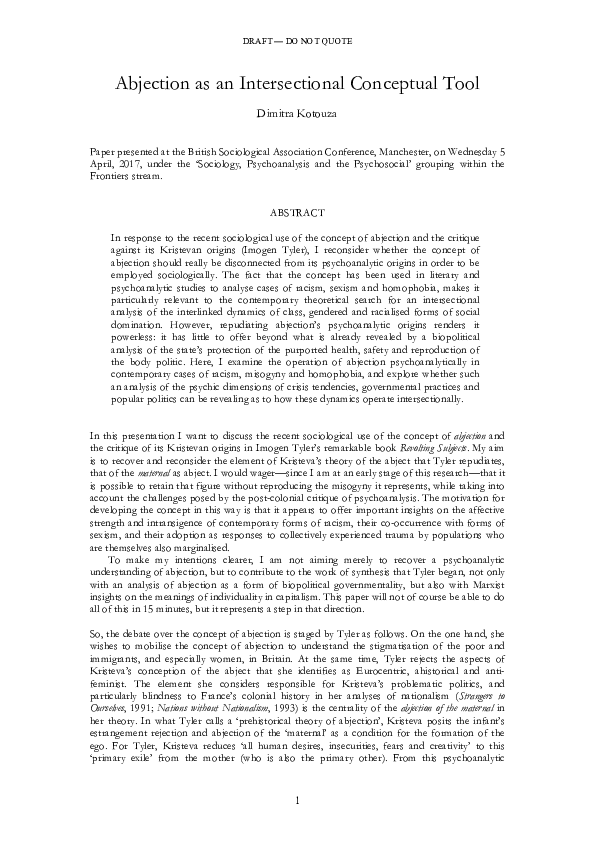 (PDF) Abjection as an Intersectional Conceptual Tool