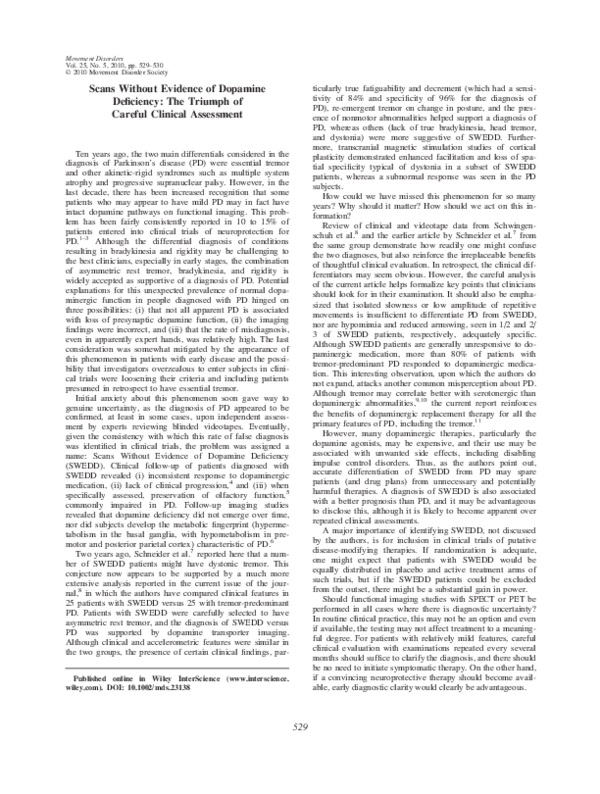 (PDF) Scans without evidence of dopamine deficiency: The triumph of ...