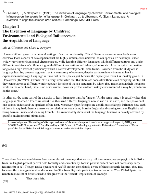 (PDF) Chapter 1 The Invention of Language by Children: Environmental ...