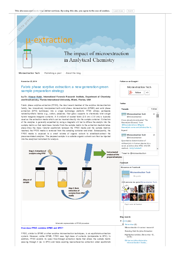 Pdf Microextraction Tech Preview Fabric Phase Sorptive Extraction A 4669