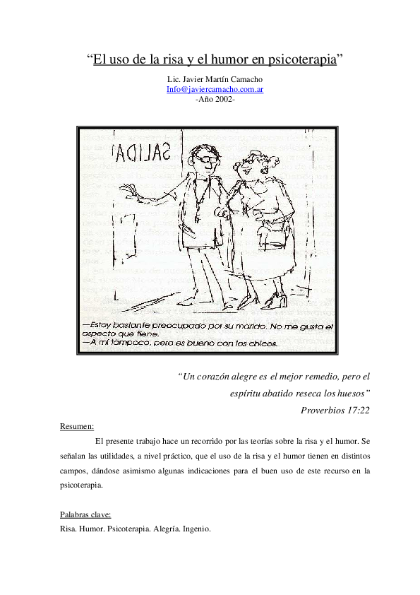 (PDF) Uso de la Risa y Humor en psicoterapia