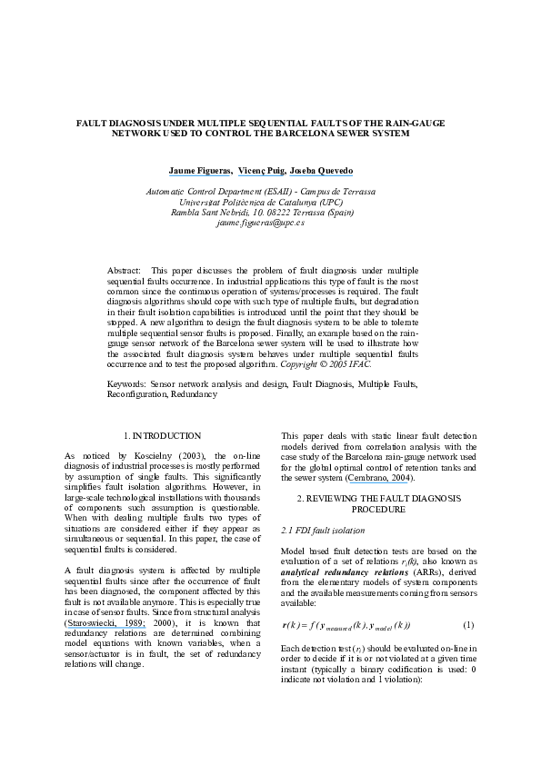 (PDF) Fault diagnosis under multiple sequential faults of the rain-gauge network used to control ...